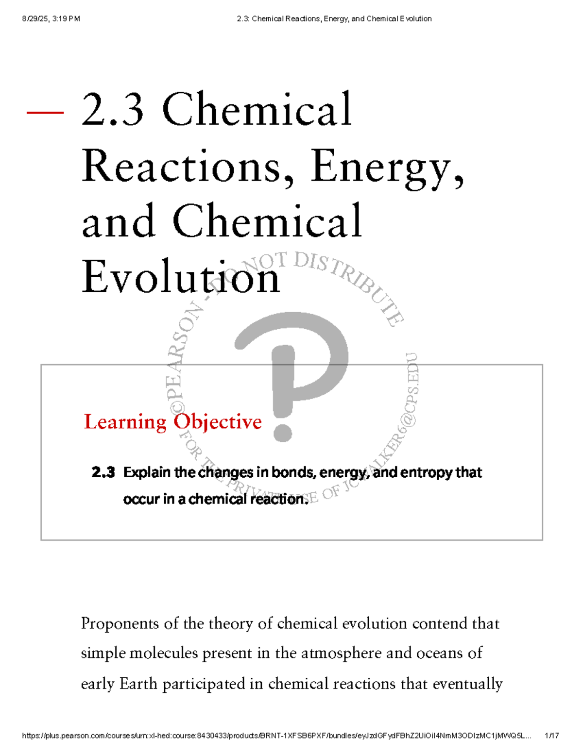 2.3: Overview of Chemical Reactions, Energy, and Evolution - Studocu