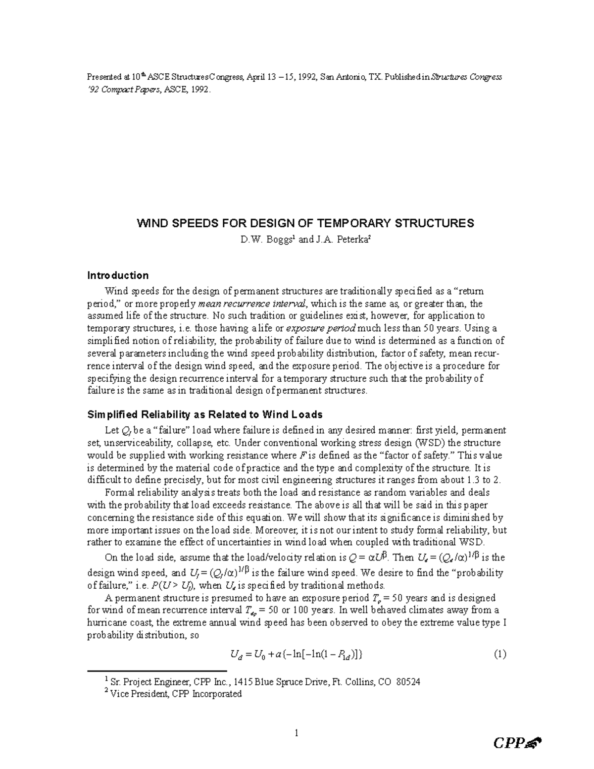 Wind Speeds for Design of Temporary Structures - ASCE 1992 - Studocu