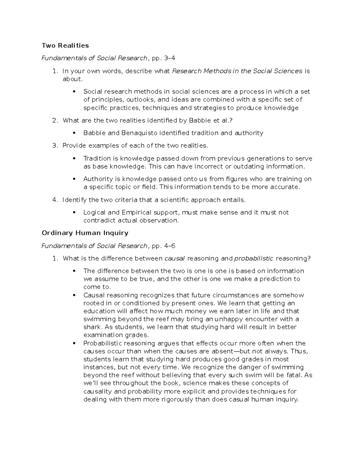 Fundamentals of Social Research: UNIT 1 Review Questions - Studocu