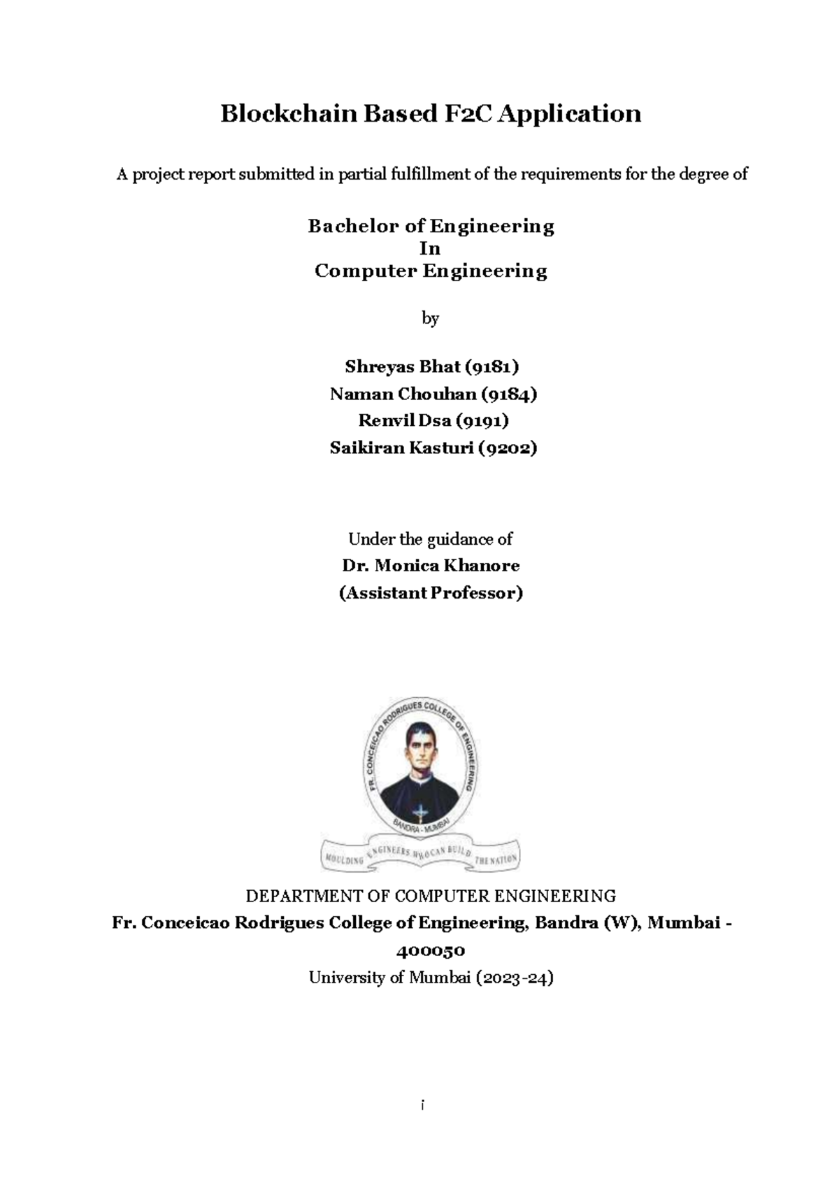 Blockchain Based F2C Application Project Report - Final Submission ...
