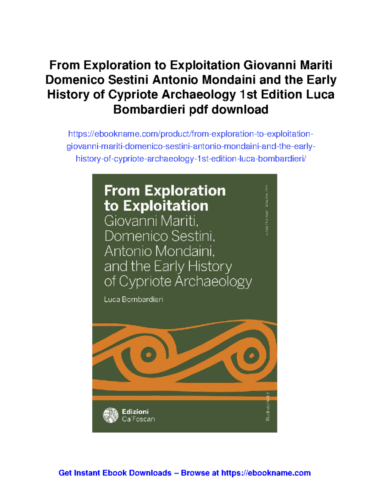 From Exploration to Exploitation: Early Cypriote Archaeology (Studi ...