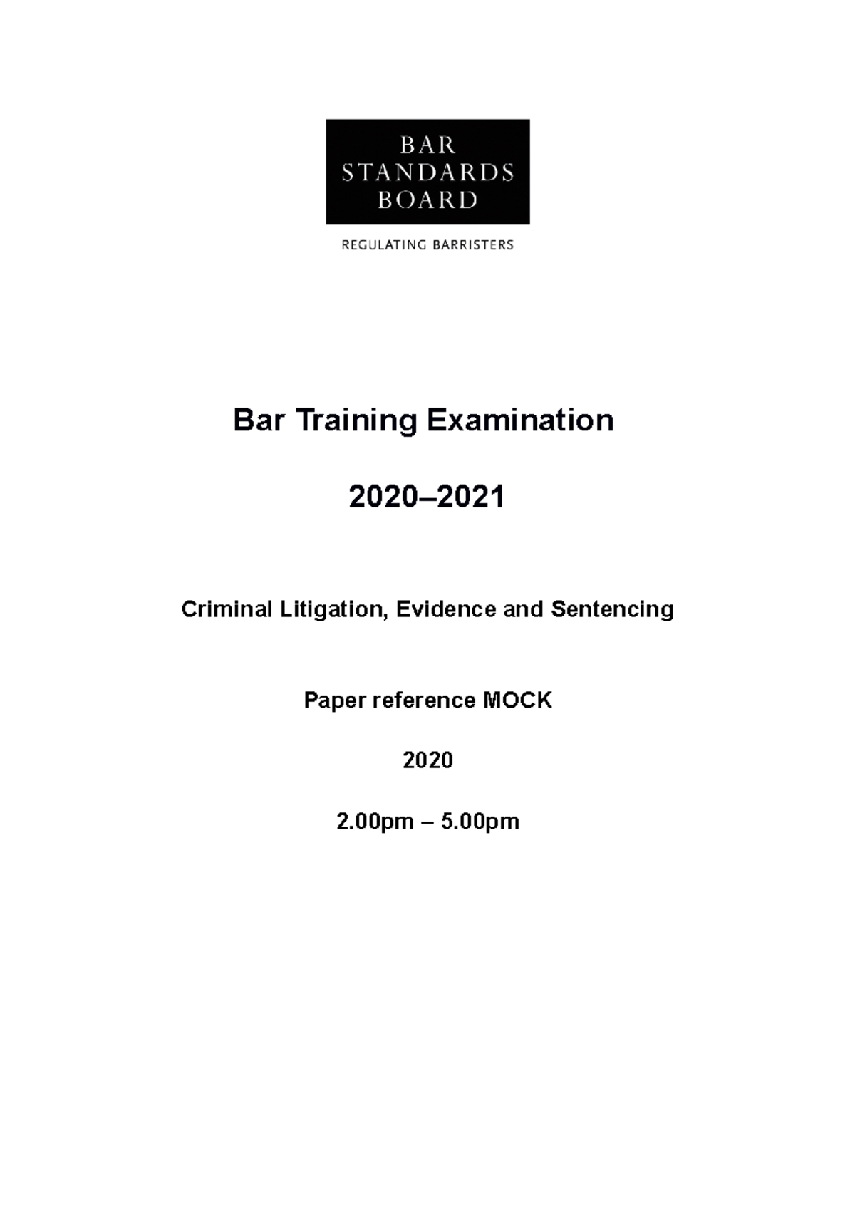 Bar Training Exam 2020: Mock Assessment Marking Guide for Criminal Law - Studocu