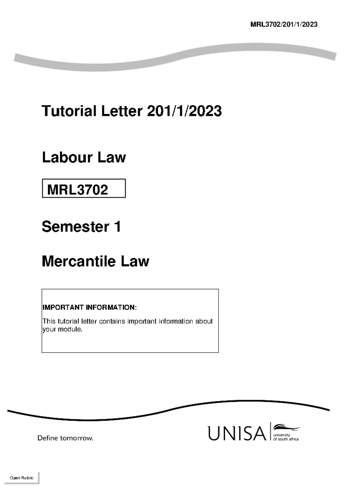 MRL3702 Tutorial Letter 201 2023 E - MRL3702/201/1/ Tutorial Letter 201 ...