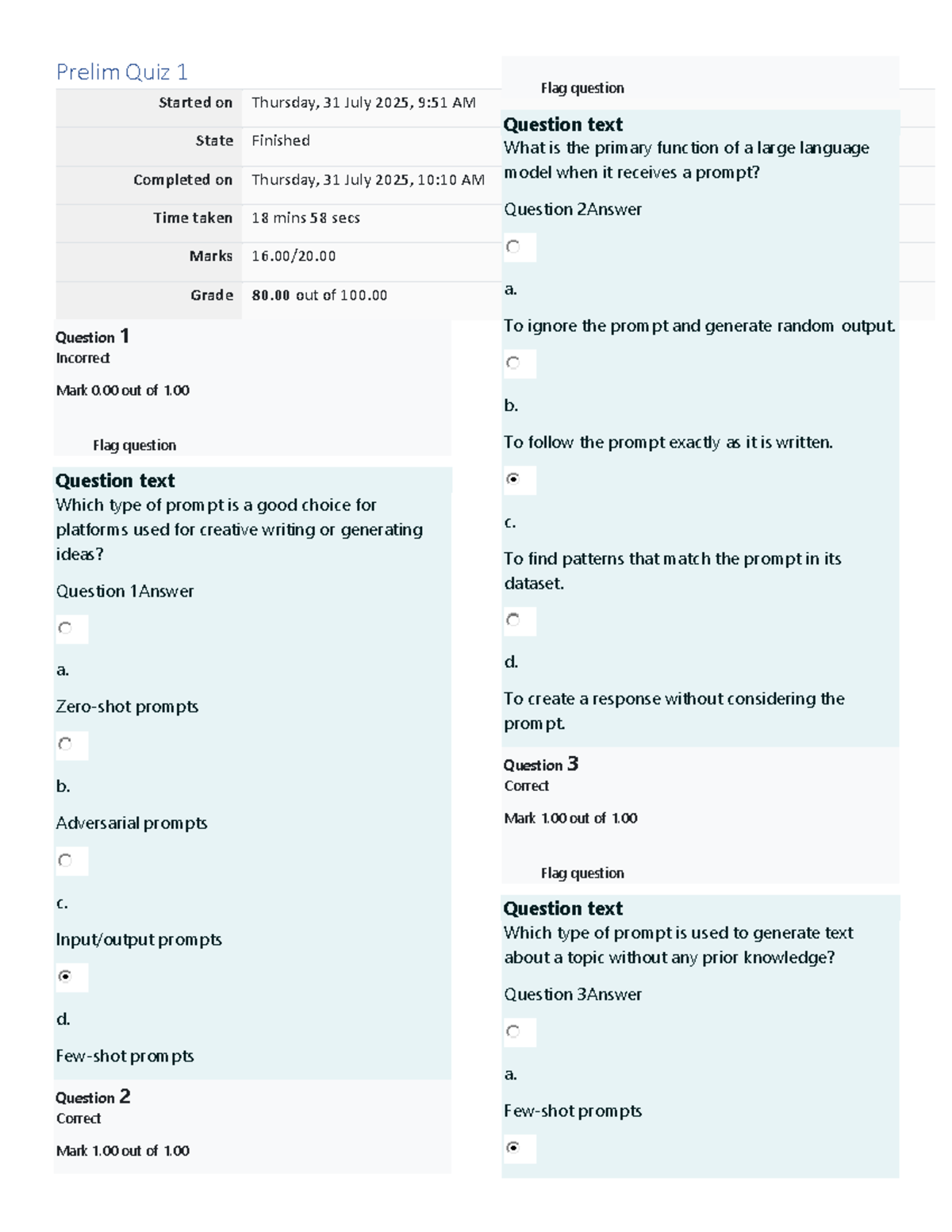 Prompt Engineering Quiz 1: Insights and Key Concepts - Studocu