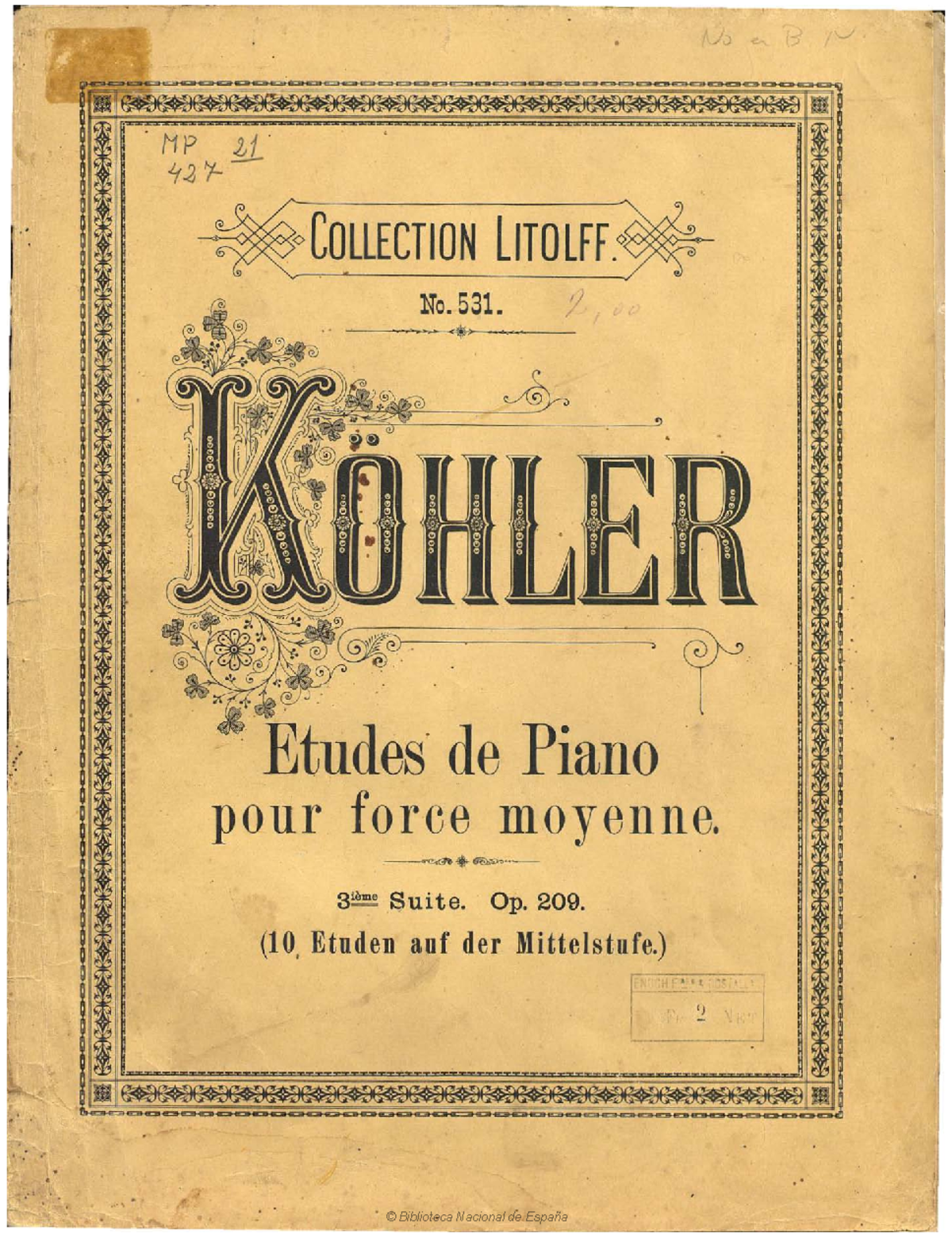 Piano Studies for Intermediate Level - Op. 209 (No. 531) - Studocu