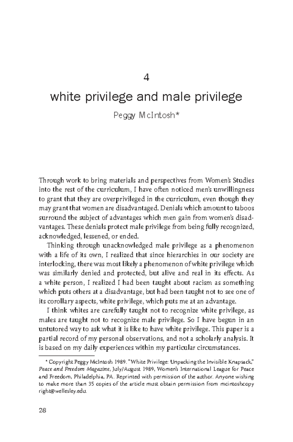 4: Understanding White and Male Privilege - Insights from Peggy ...