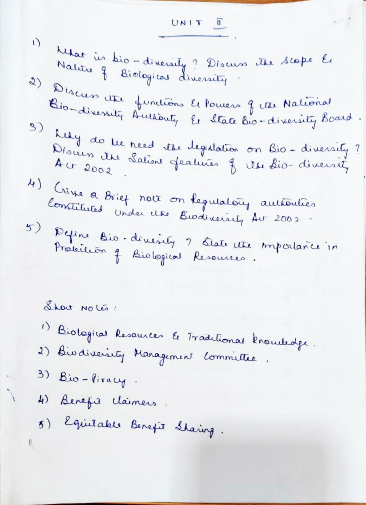 IPR II Important Questions and Key Notes on Biodiversity and Copyright ...