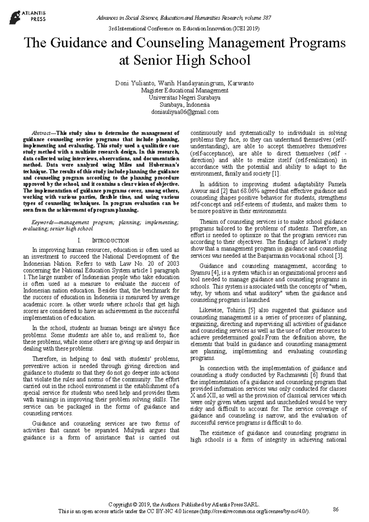Management of Guidance Counseling Programs in Senior High Schools: A ...