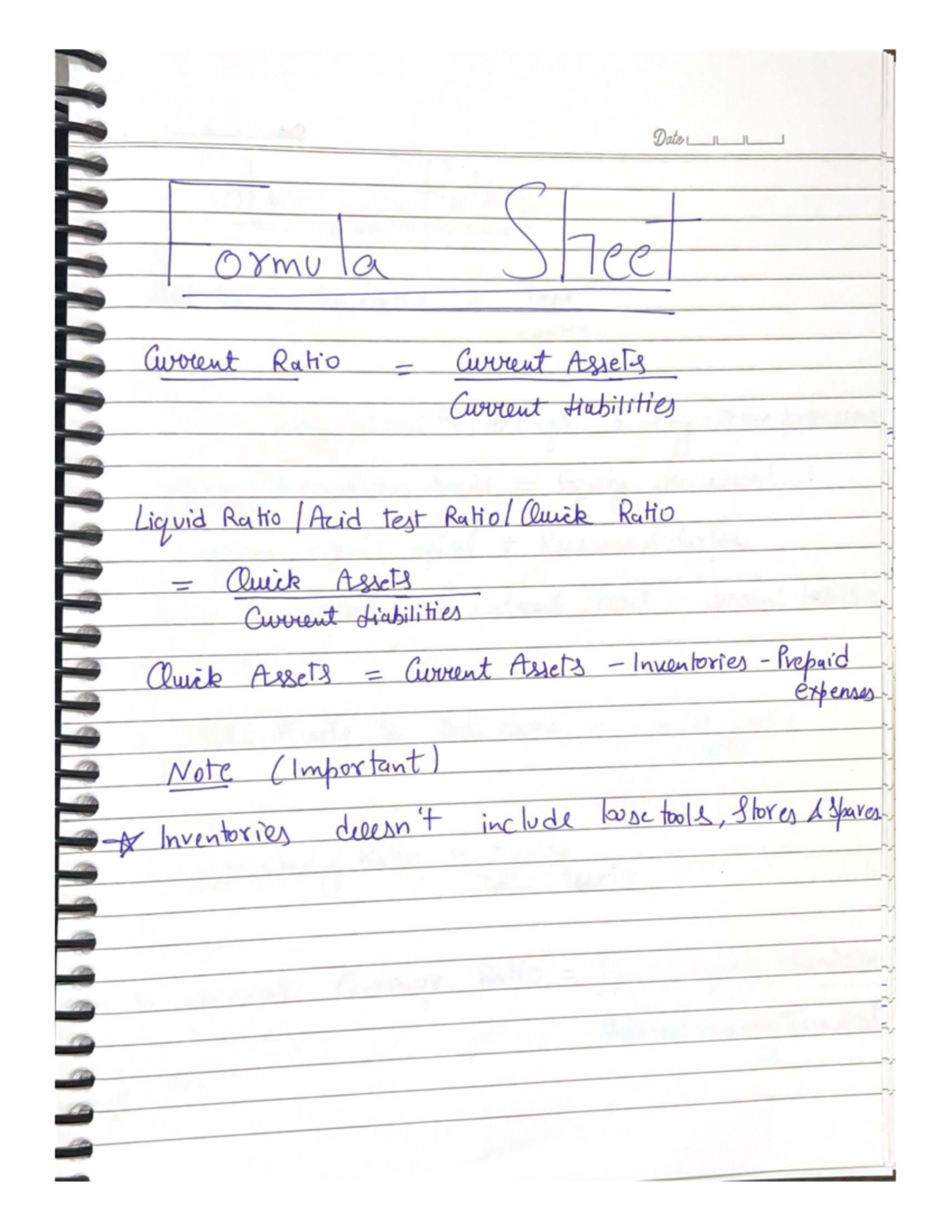 Formula Sheet AR: Key Financial Ratios and Calculations - Studocu