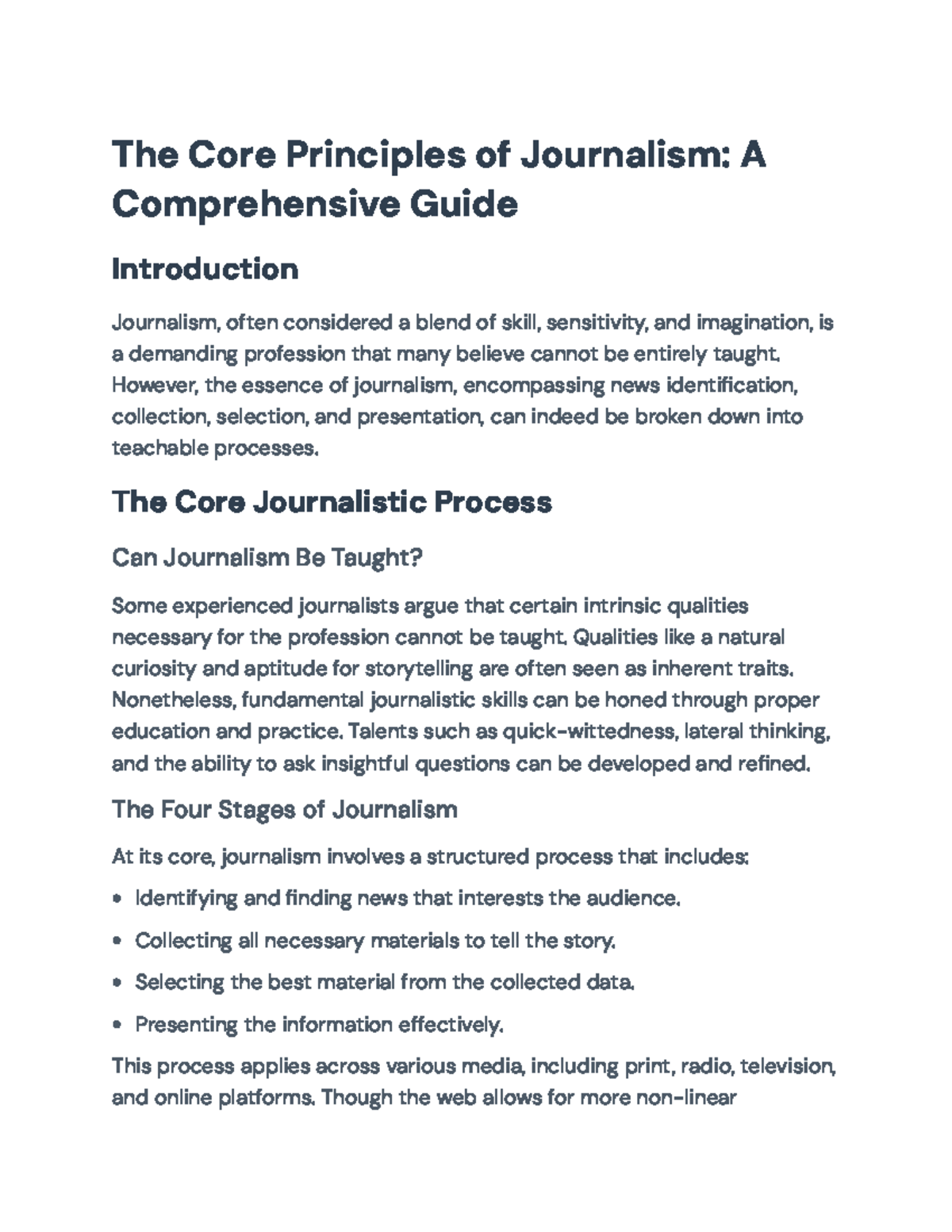 Core Principles of Journalism: A Comprehensive Guide (JRN 101) - Studocu