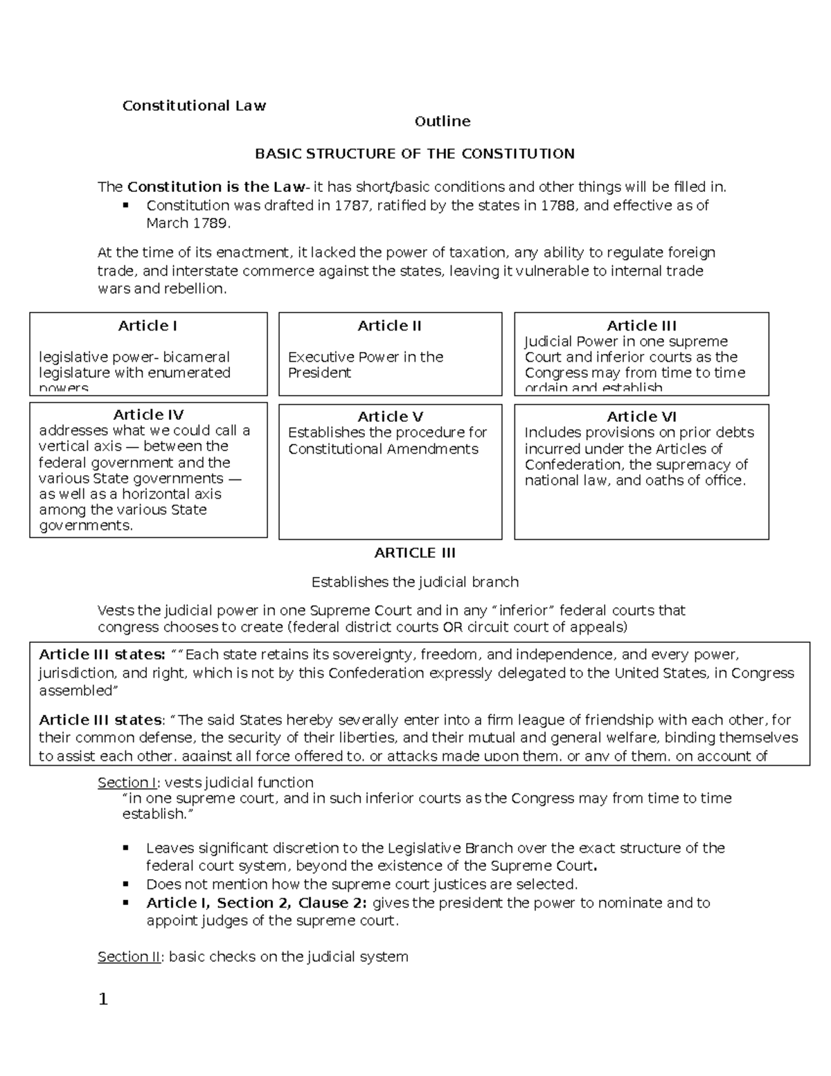 Constitutional Law Outline: Key Principles and Judicial Review Insights ...