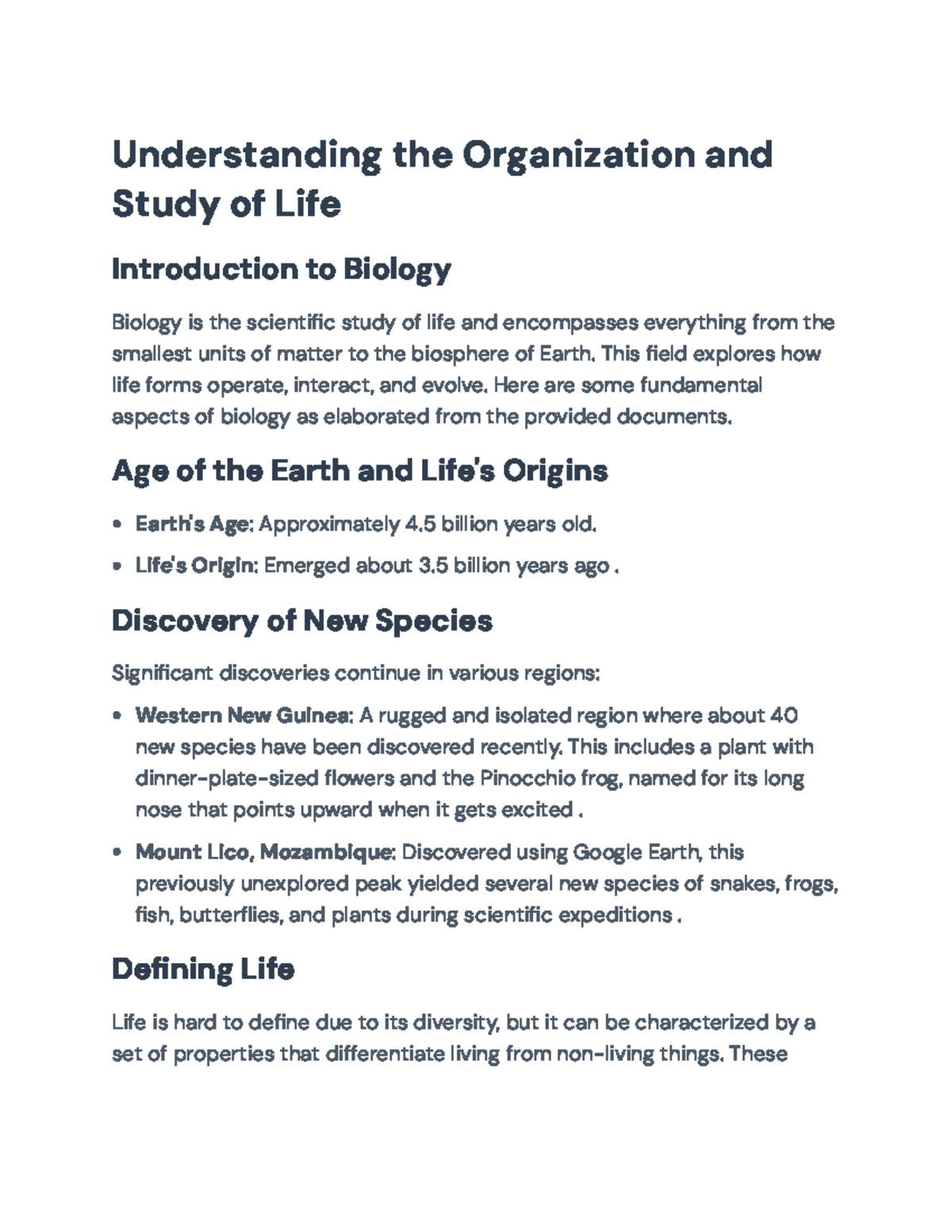 Introduction to Biology: Study of Life and Biological Organization ...