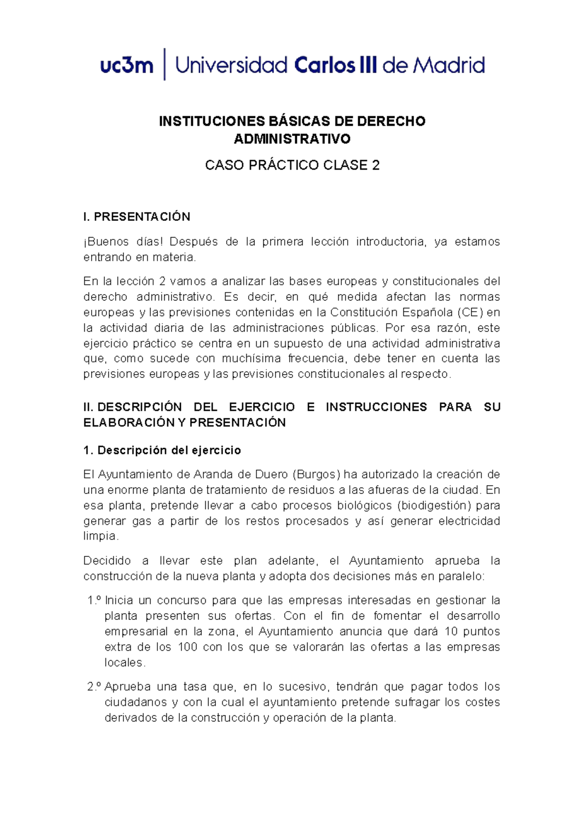 Caso Práctico 2: Instituciones Básicas de Derecho Administrativo - Studocu