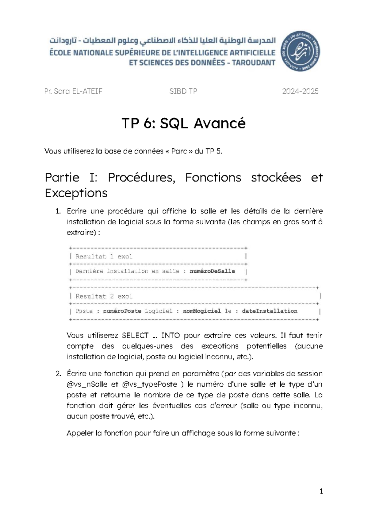 TP 6: SQL Avancé - Fonctions, Curseurs et Déclencheurs - Studocu