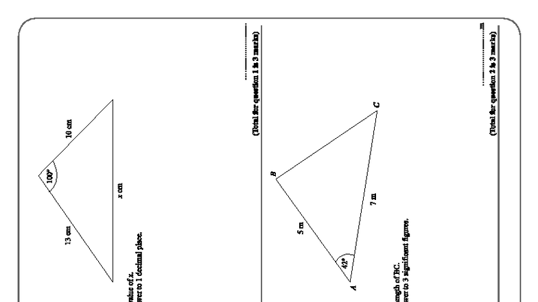 GCSE Maths (1 9) Cosine Rule Practice Questions and Solutions - Studocu
