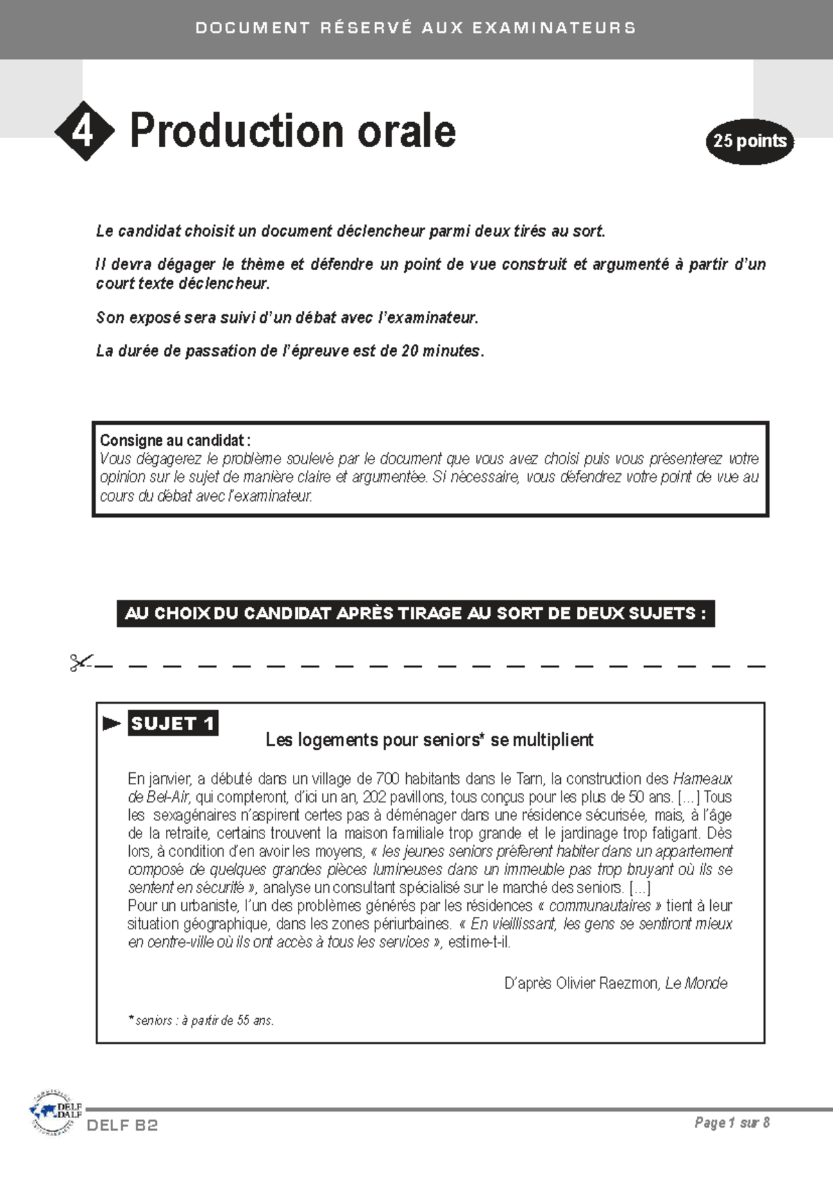 DELF B2 Production Orale : Exemples et Corrigés 3 - Studocu