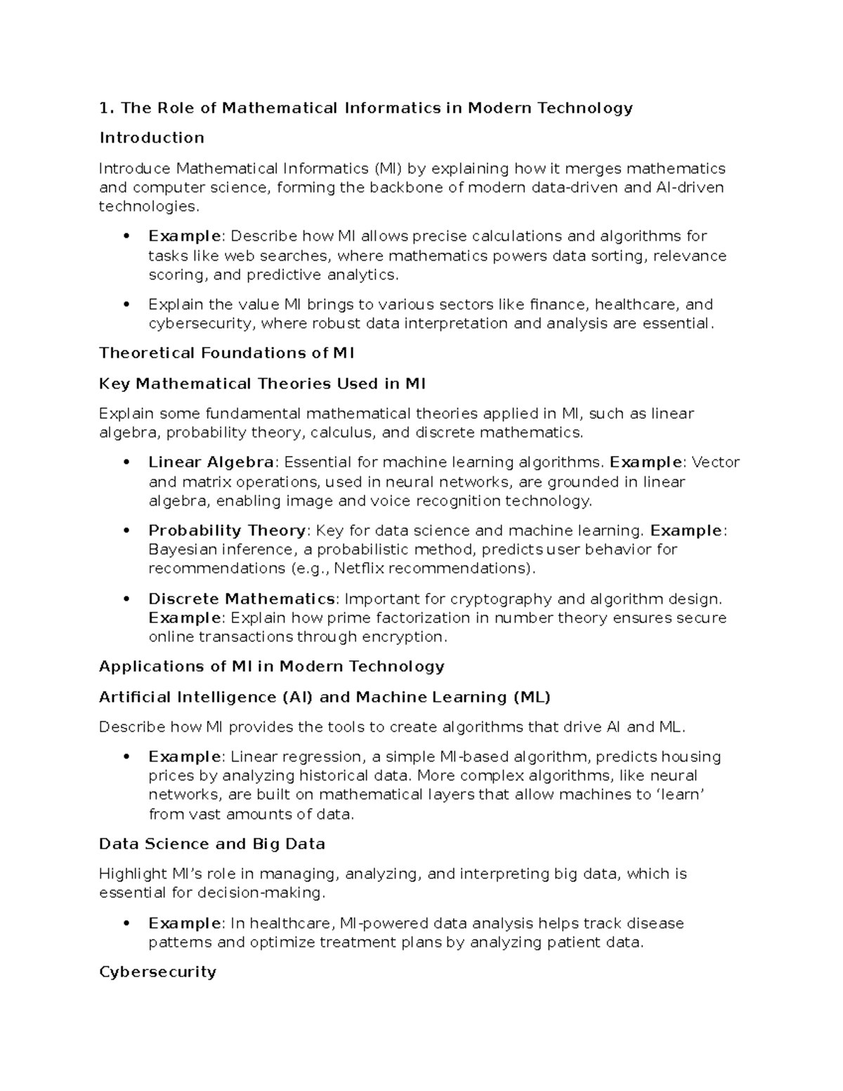 Nhap mon toan tin - Outline nhập môn - The Role of Mathematical Informatics in Modern Technology ...