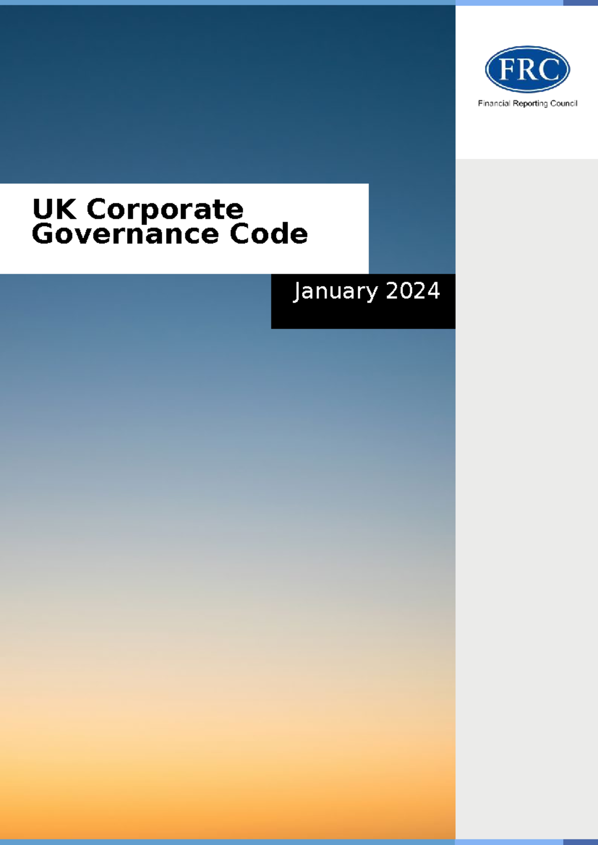 UK Corporate Governance Code - Revised Edition January 2024 - Studocu
