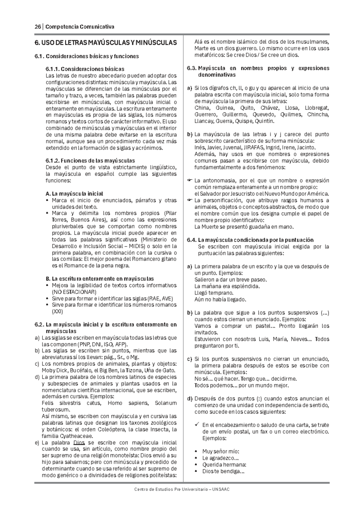 Competencia Comunicativa 6: Uso de Mayúsculas y Minúsculas - Studocu