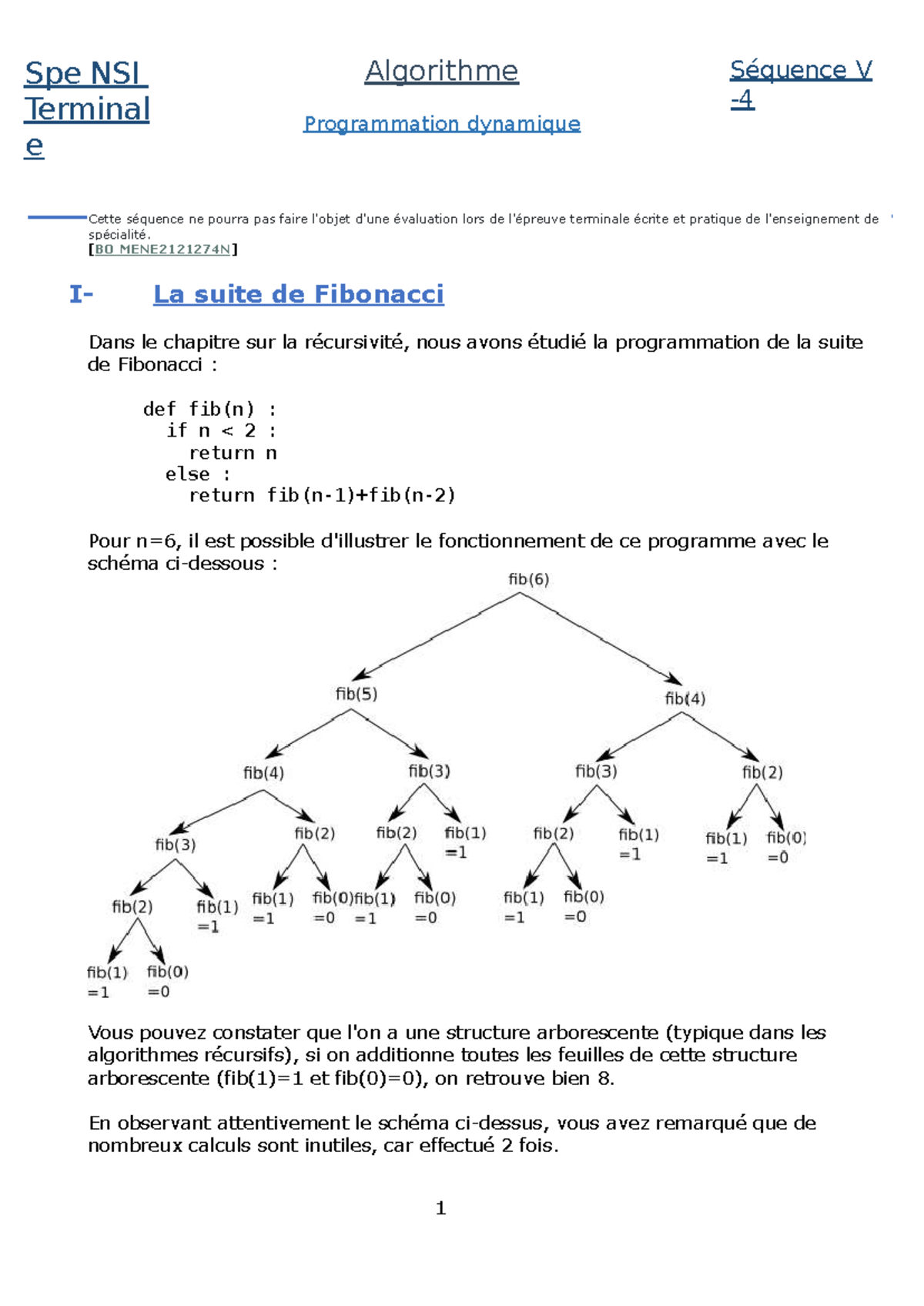 Seq V-4 - Programmation dynamiques - eleve - Spe NSI Terminal e ...