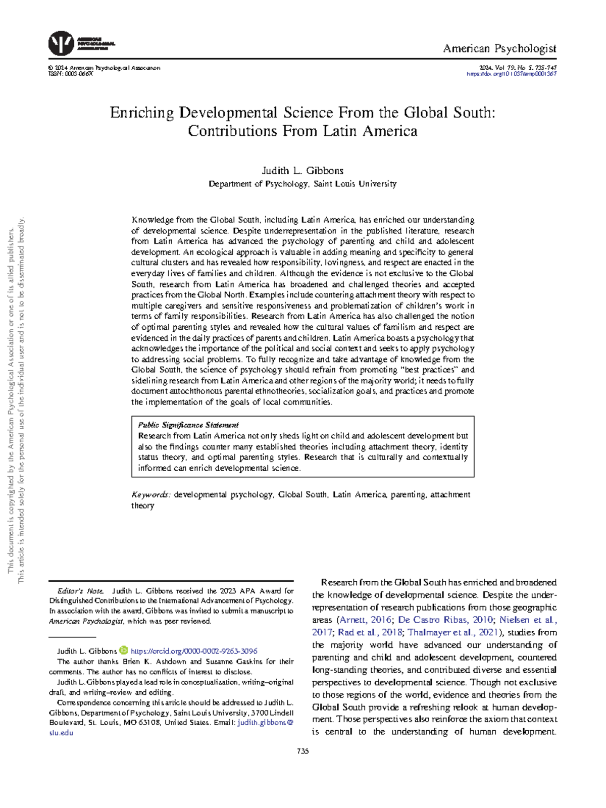 Enriching Developmental Science: Insights from Latin America (PSY 2024 ...