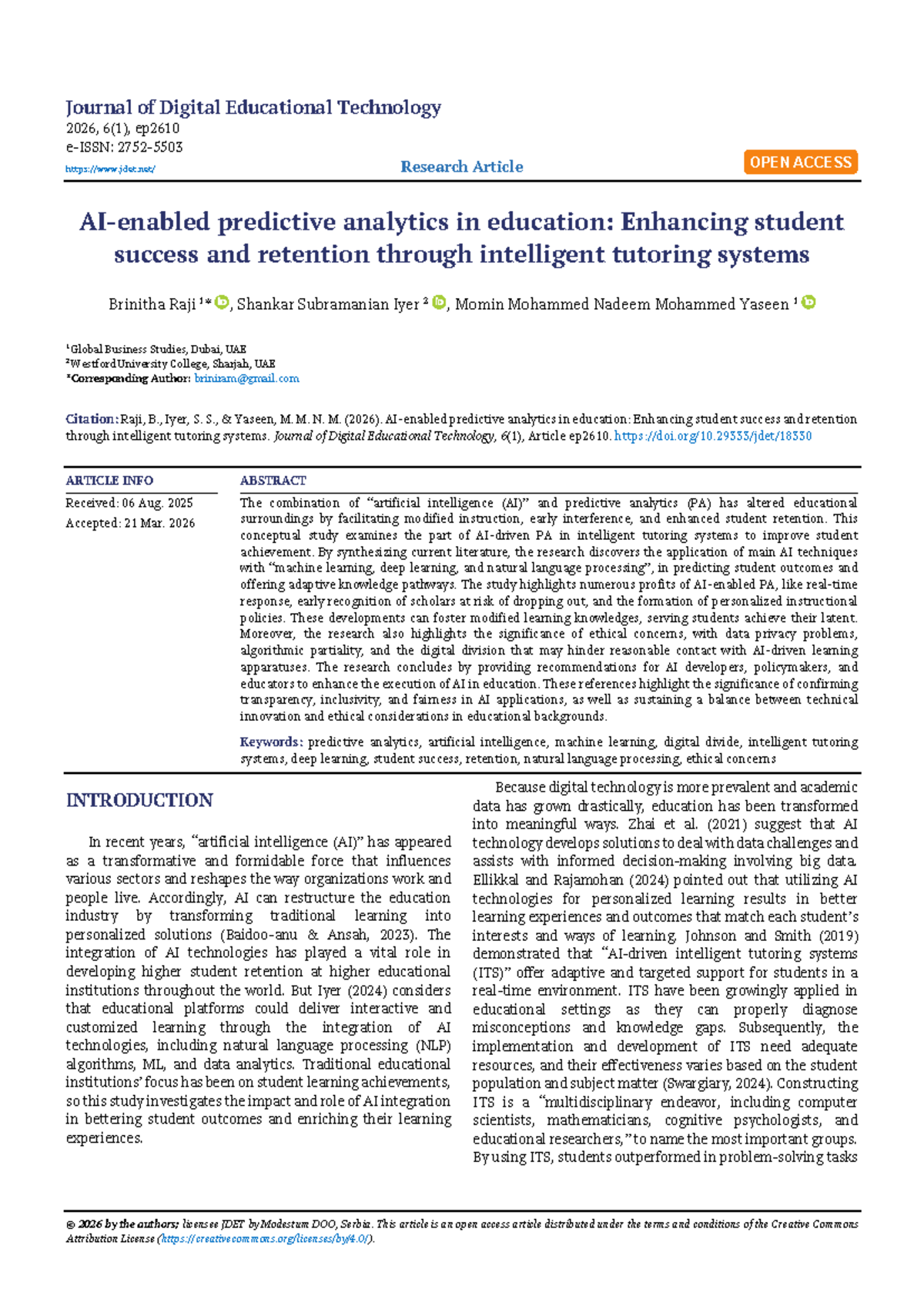 AI-Enabled Predictive Analytics in Education: Enhancing Student Success ...