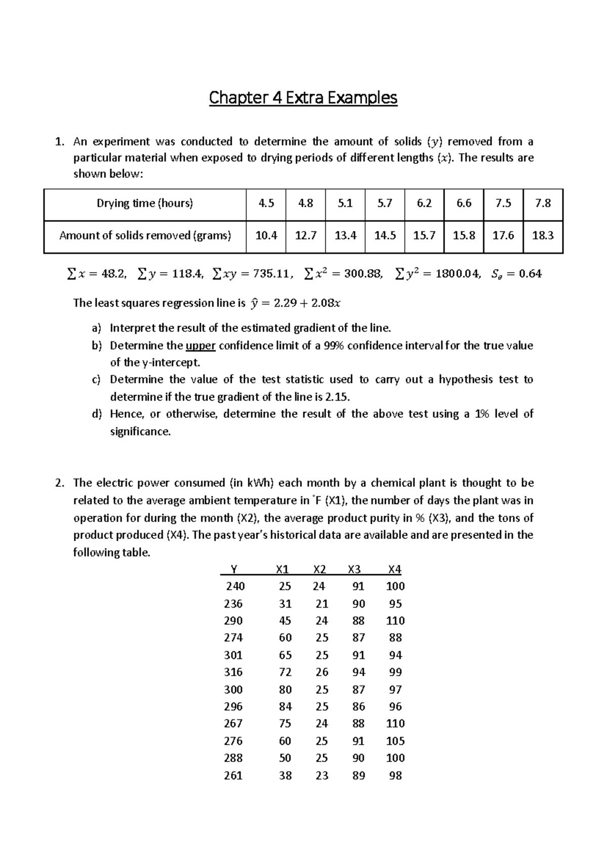 Chapter 4 - Extra Examples: Regression Analysis & Hypothesis Testing ...