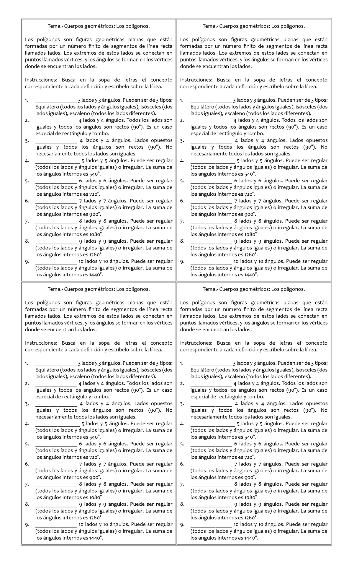 LOS Polígonos: Material de repaso para Secundaria - Studocu