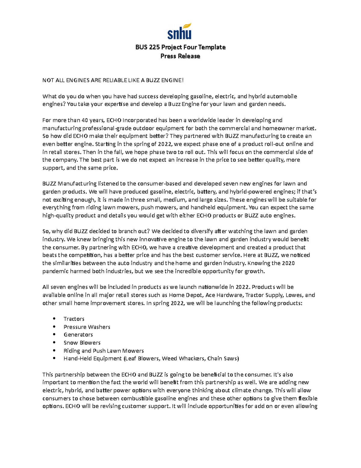 BUS 225 Project Four - Module assignment - BUS 225 Project Four ...