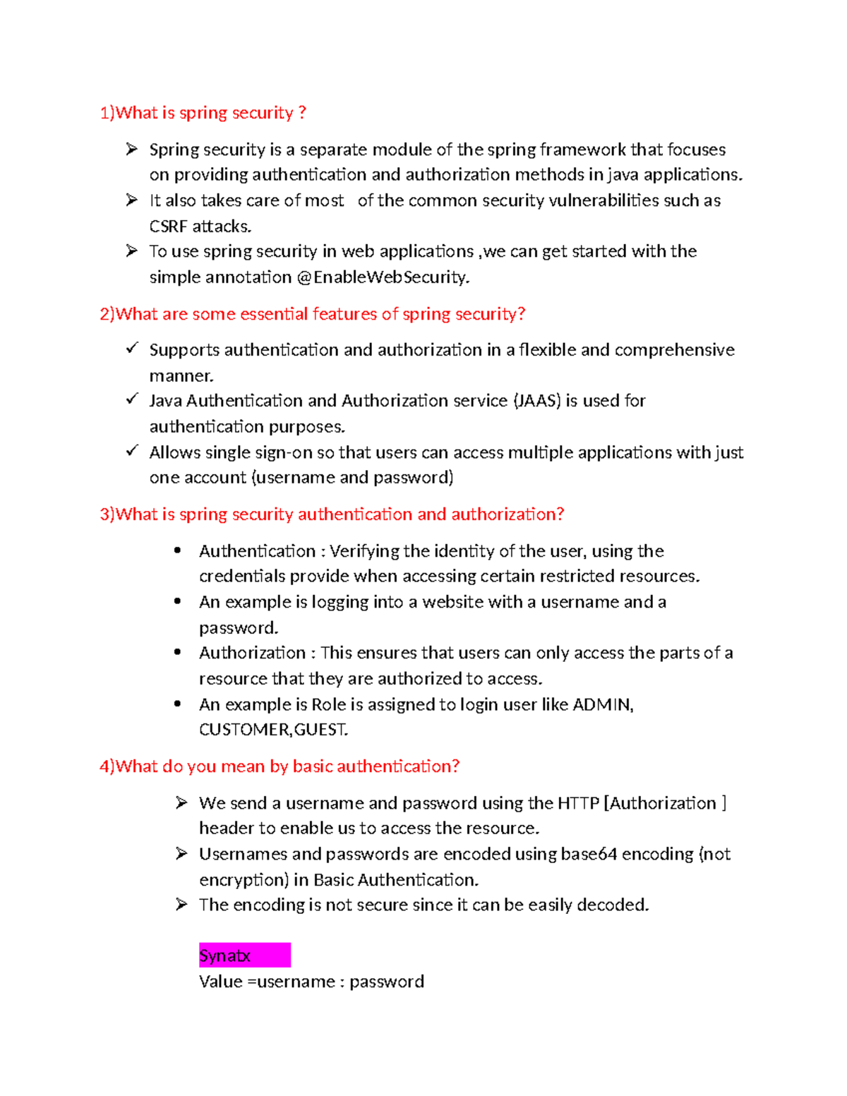 Spring-Security-Questions - 1)What is spring security? Spring security ...