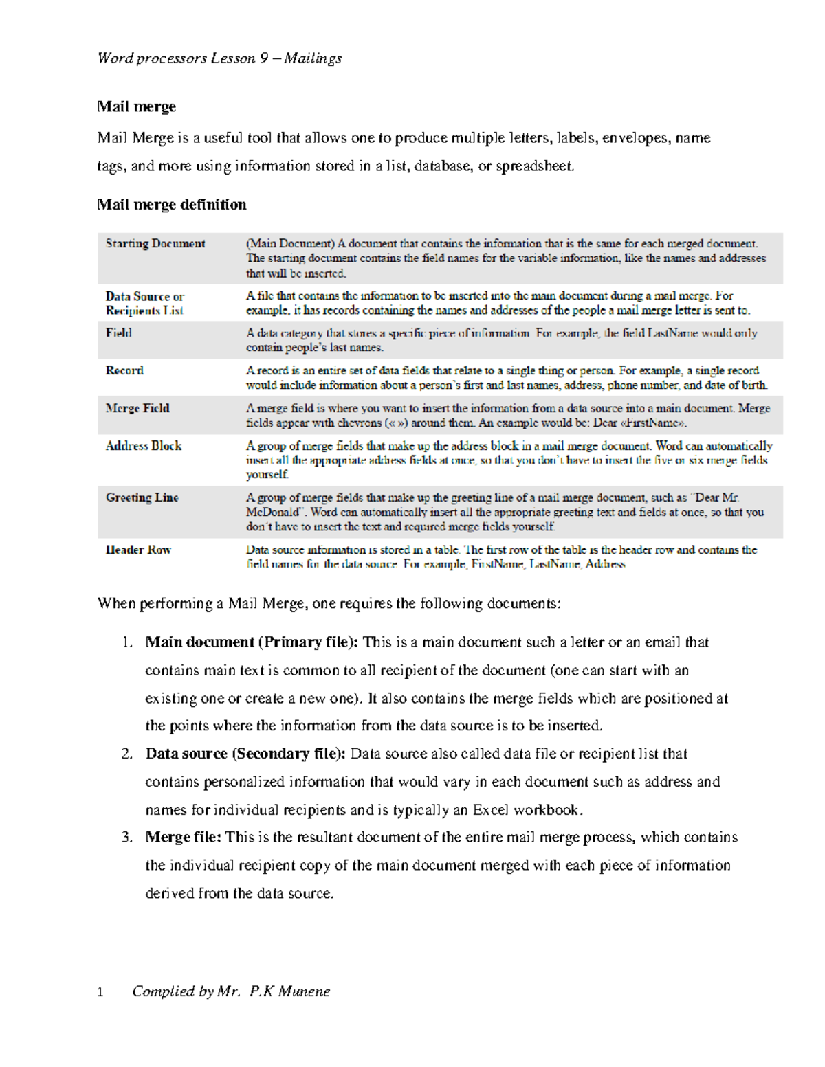 Mail Merge Guide: Creating Personalized Documents in Word - Studocu