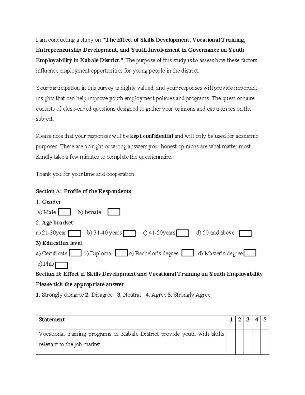 Questionnaire - I want the notes to get - I am conducting a study on ...