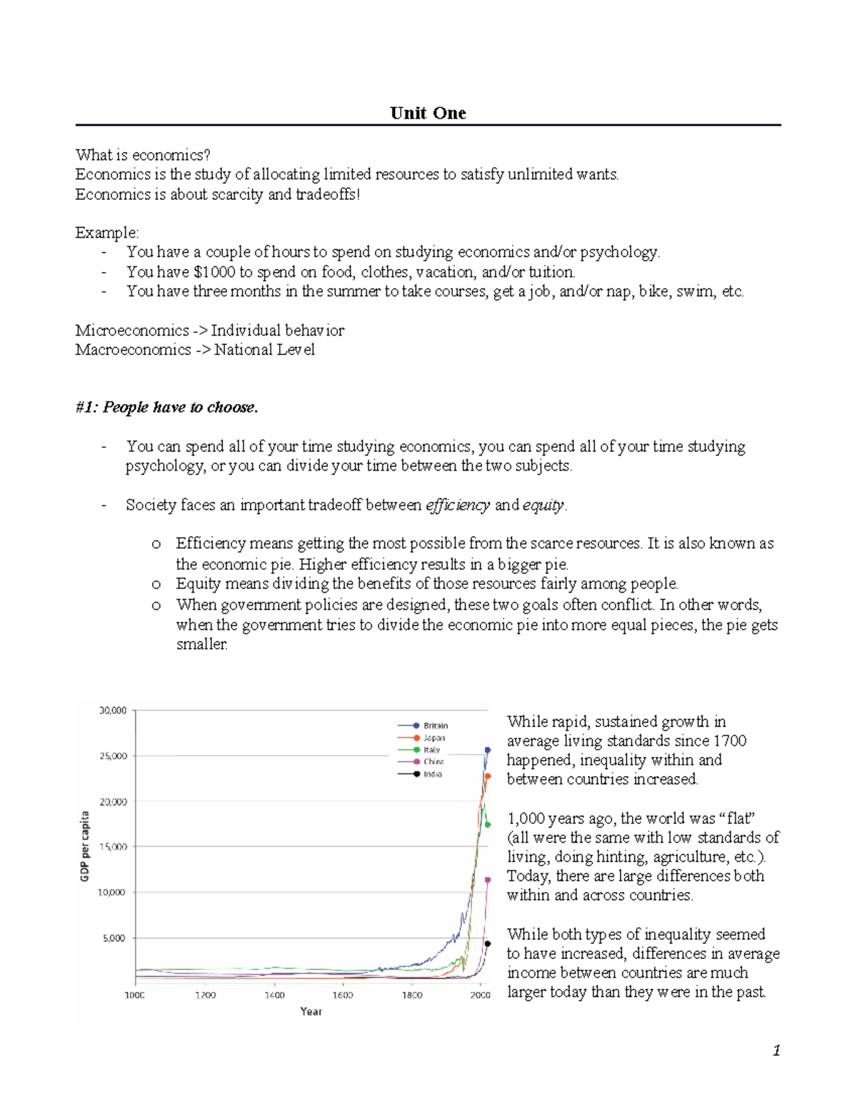 ECON 101: Intro to Economics - Unit 1 Overview and Key Concepts - Studocu