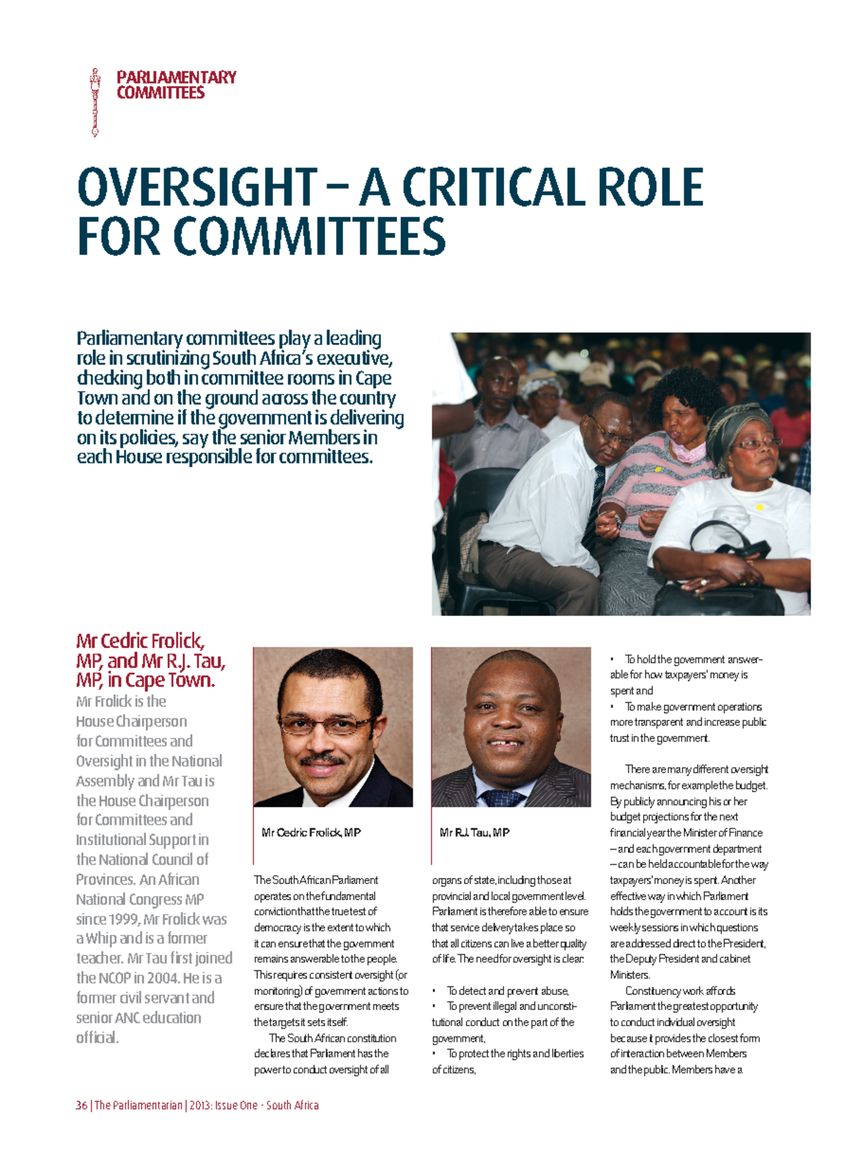Critical Oversight Committees in South Africa: A Parliamentary Study ...