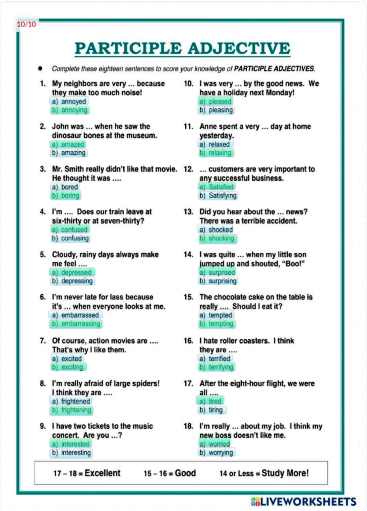 ACT 2 CORT 2 - Participles and Adjectives Practice Exercises - Studocu