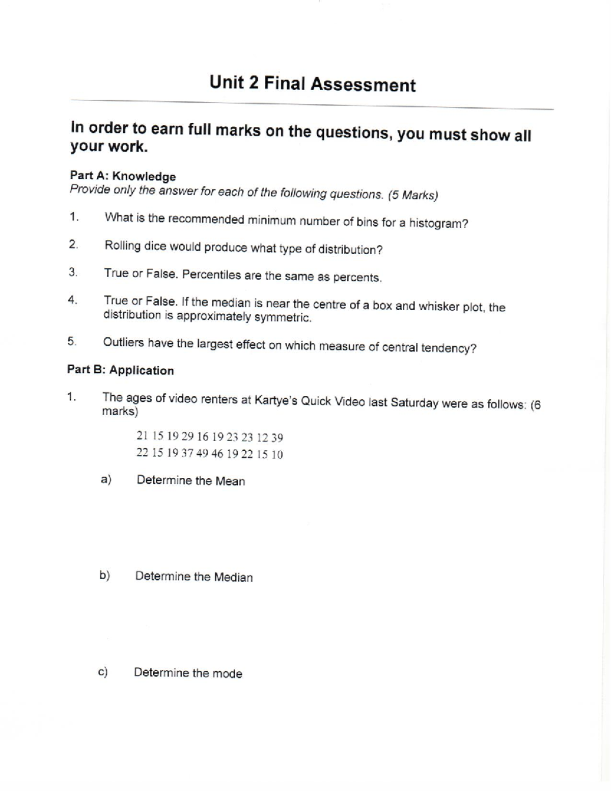 Unit 2 Final Assessment - Unit 2 Final Assessment In order to earn full ...