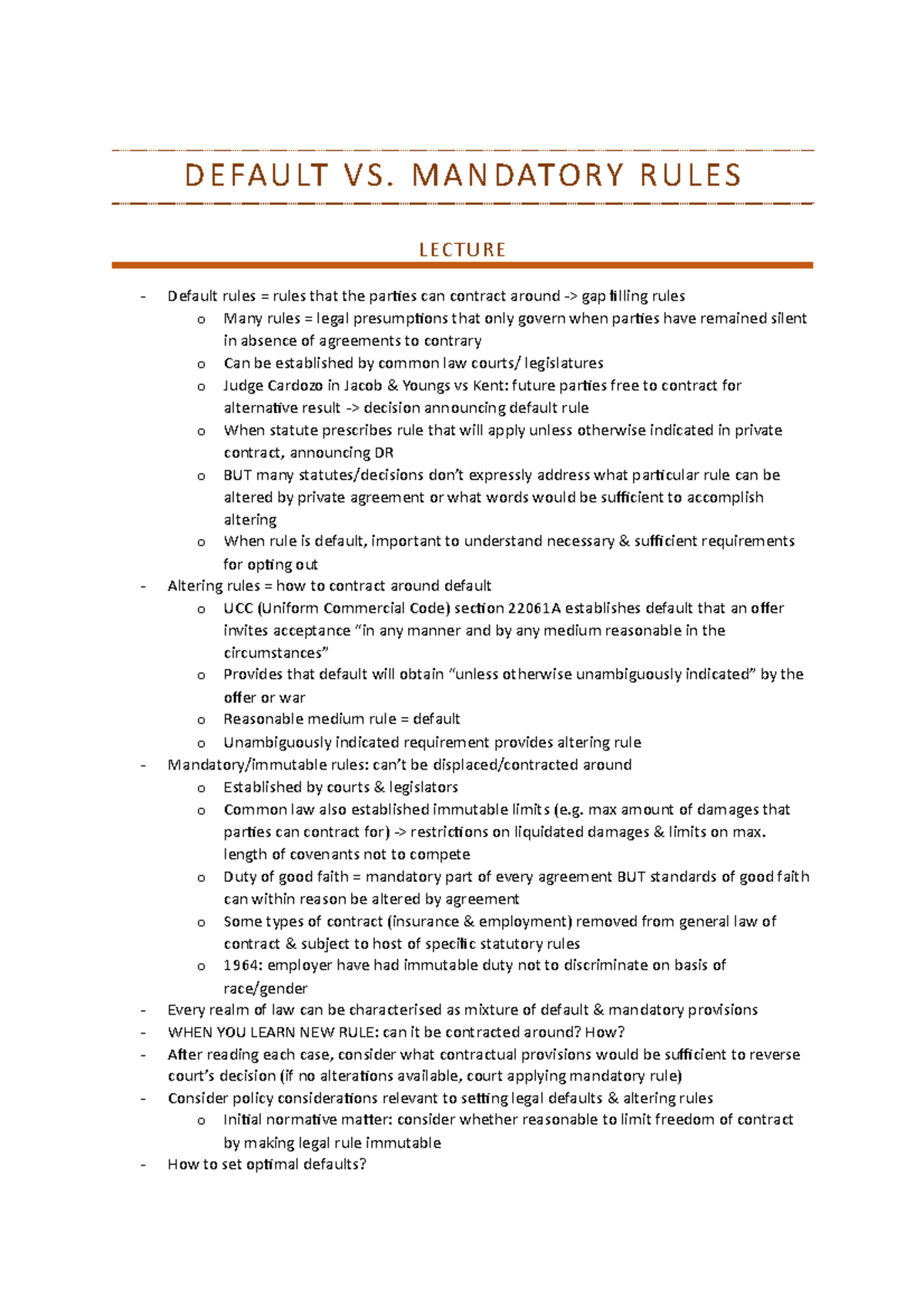 5. Default vs Mandatory Rules - DEFAULT VS. MANDATORY RULES LECTURE ...