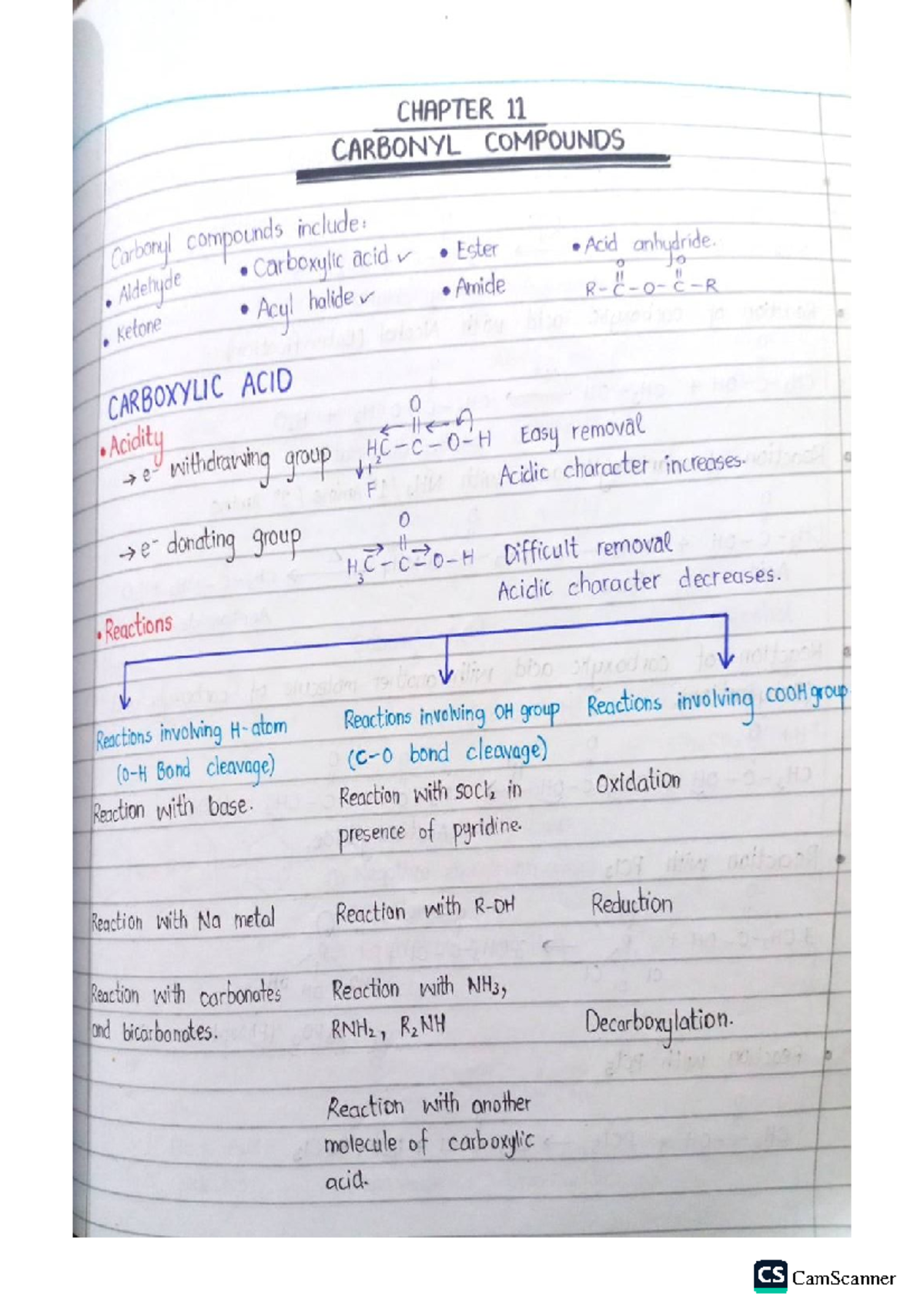 CHAPTER 11: CARBONYL COMPOUNDS - Reactions and Properties - Studocu