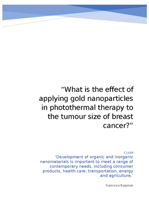 QCAA Chemistry IA3 20/20 Biofuels Claim - Claim Biofuels are the ...
