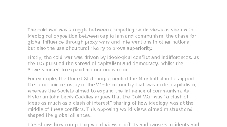 The Cold War: Ideological Struggles and Proxy Conflicts - Studocu