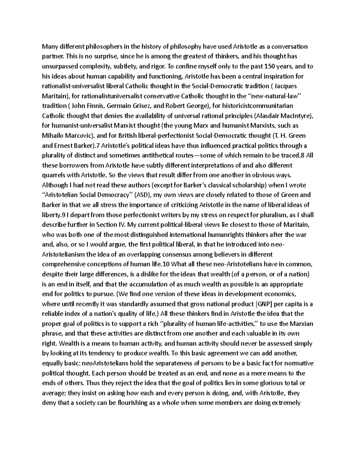 Nussbaum's Insights on Aristotle's Political Philosophy (PHIL 101 ...