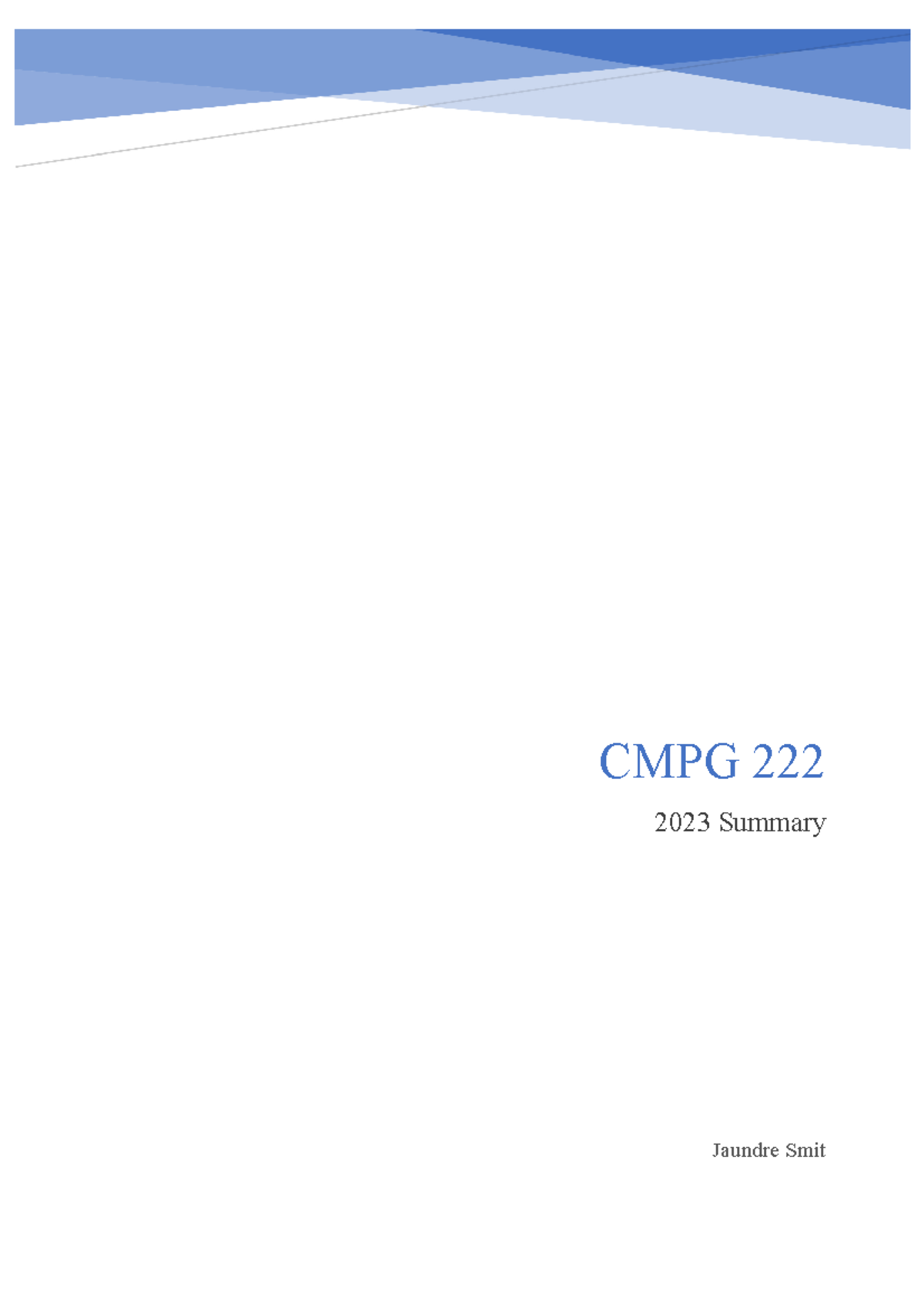 CMPG 222 Comprehensive Theory Summary and Key Concepts 2023 - Studocu