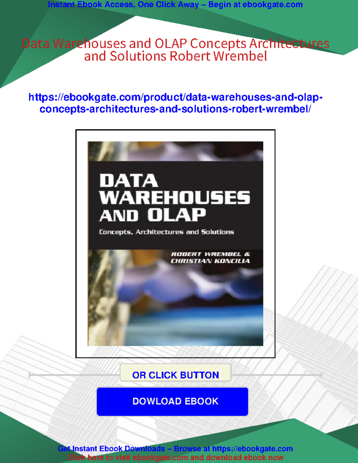 Data Warehousing and OLAP: Concepts, Architectures, and Solutions - Studocu