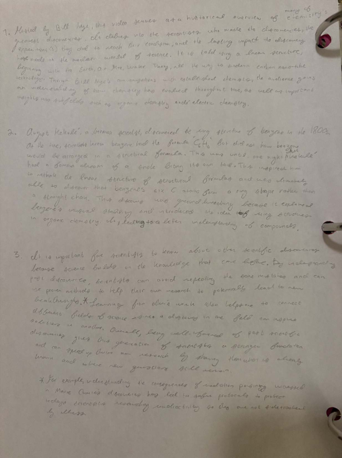 Chem 101: Overview of Key Discoveries in Chemistry - Studocu