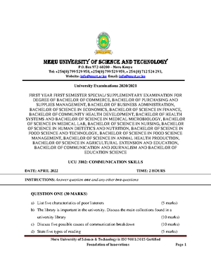 UCU 1102 Communication skills - Meru University of Science & Technology ...
