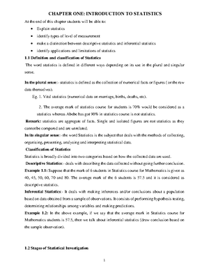 Statistics for Managment II Material - CHAPTER ONE SAMPLING AND ...