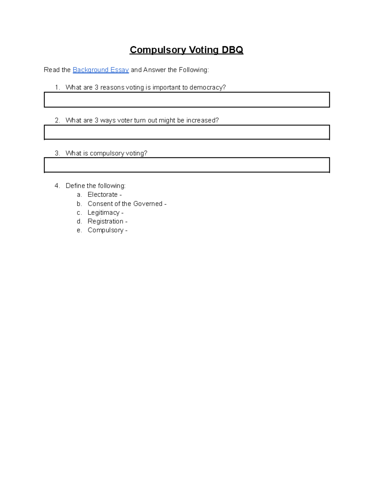 Compulsory Voting DBQ Analysis: Pro Arguments and Counterpoints - Studocu
