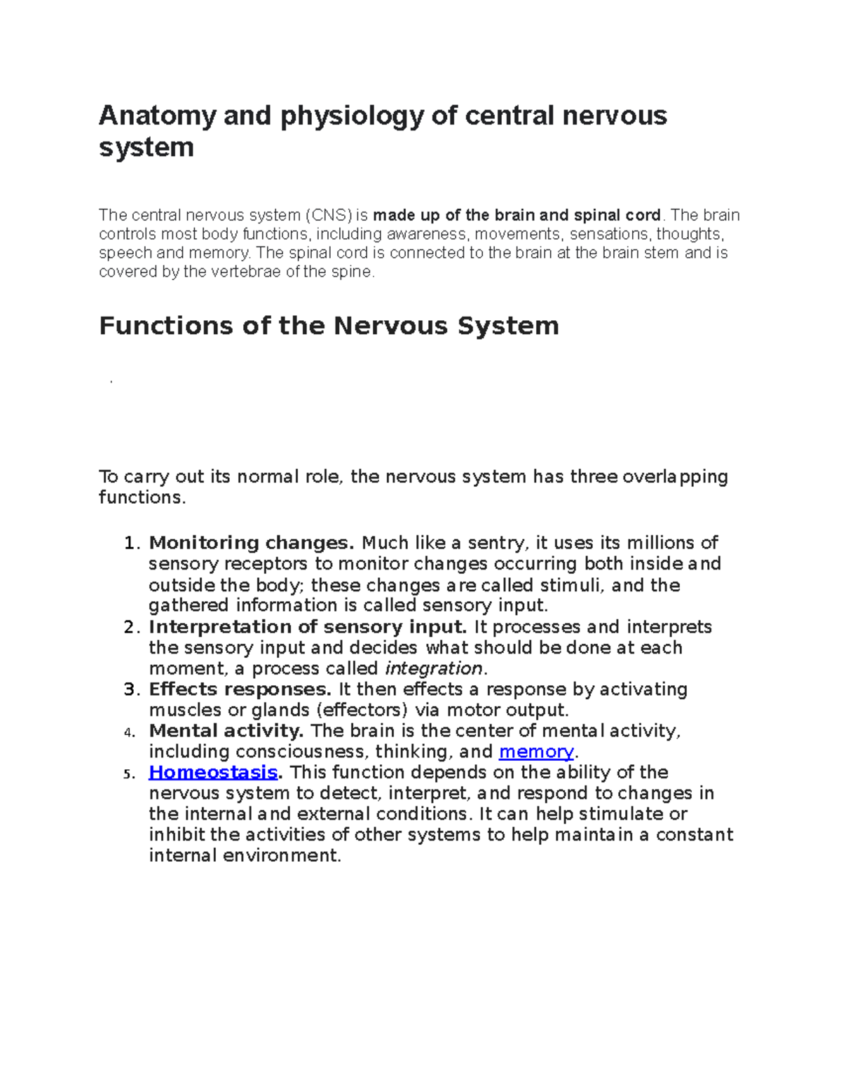 Anatomy and physiology of central nervous system - Anatomy and ...