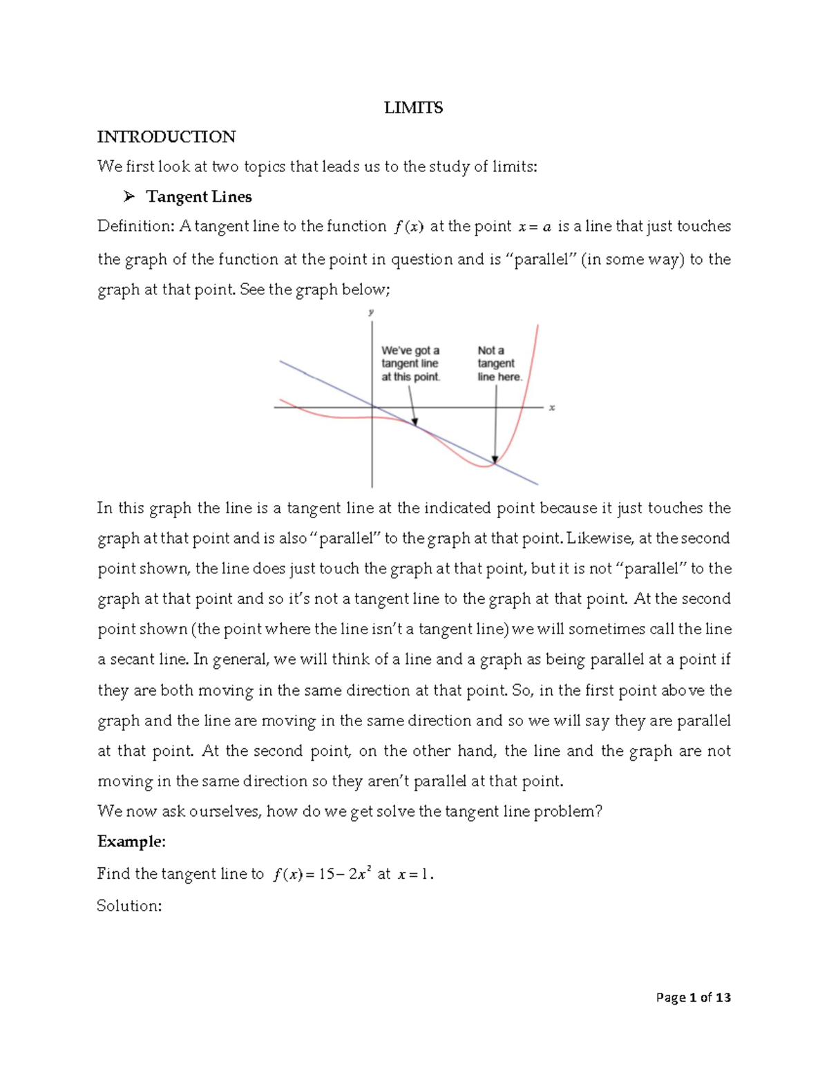 Limits 1 - For better revision - LIMITS INTRODUCTION We first look at ...