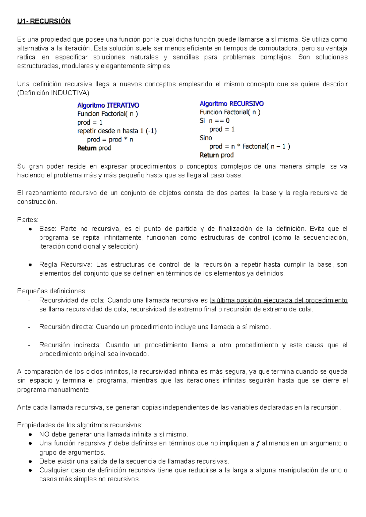 Programación III: Notas sobre Recursión y Estructuras de Datos - Studocu